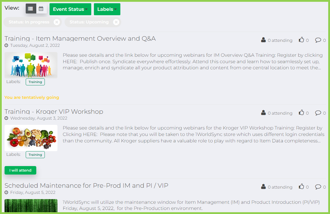 We Launched a New Training & Events Calendar - 1WorldSync Customer Community