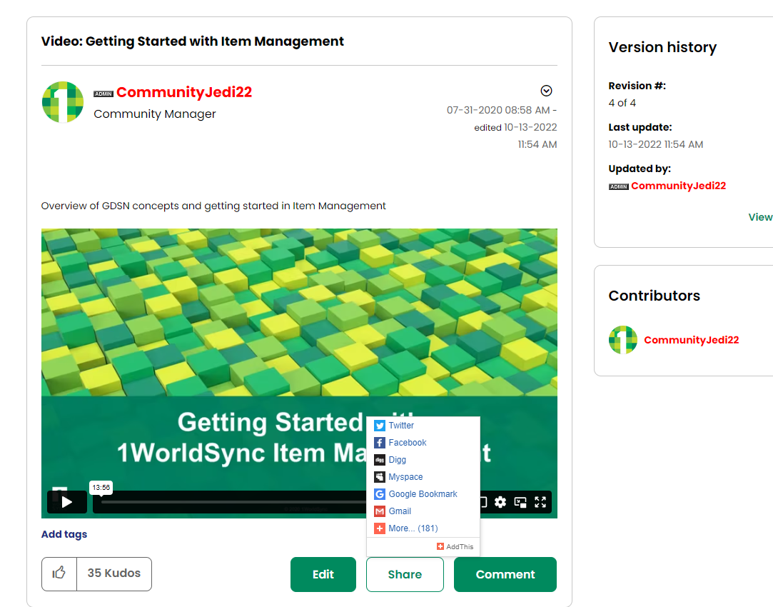 101 Basic - Getting Started With Item Management - 1WorldSync Customer Community