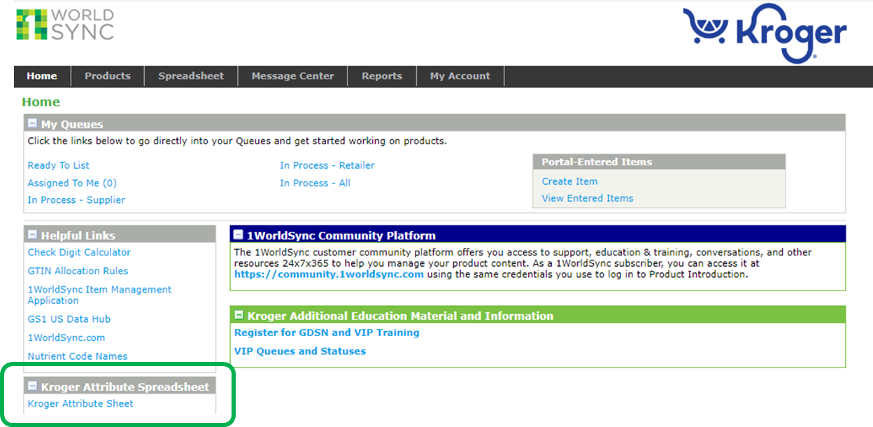 Kroger Attribute Sheet - 1WorldSync Customer Community