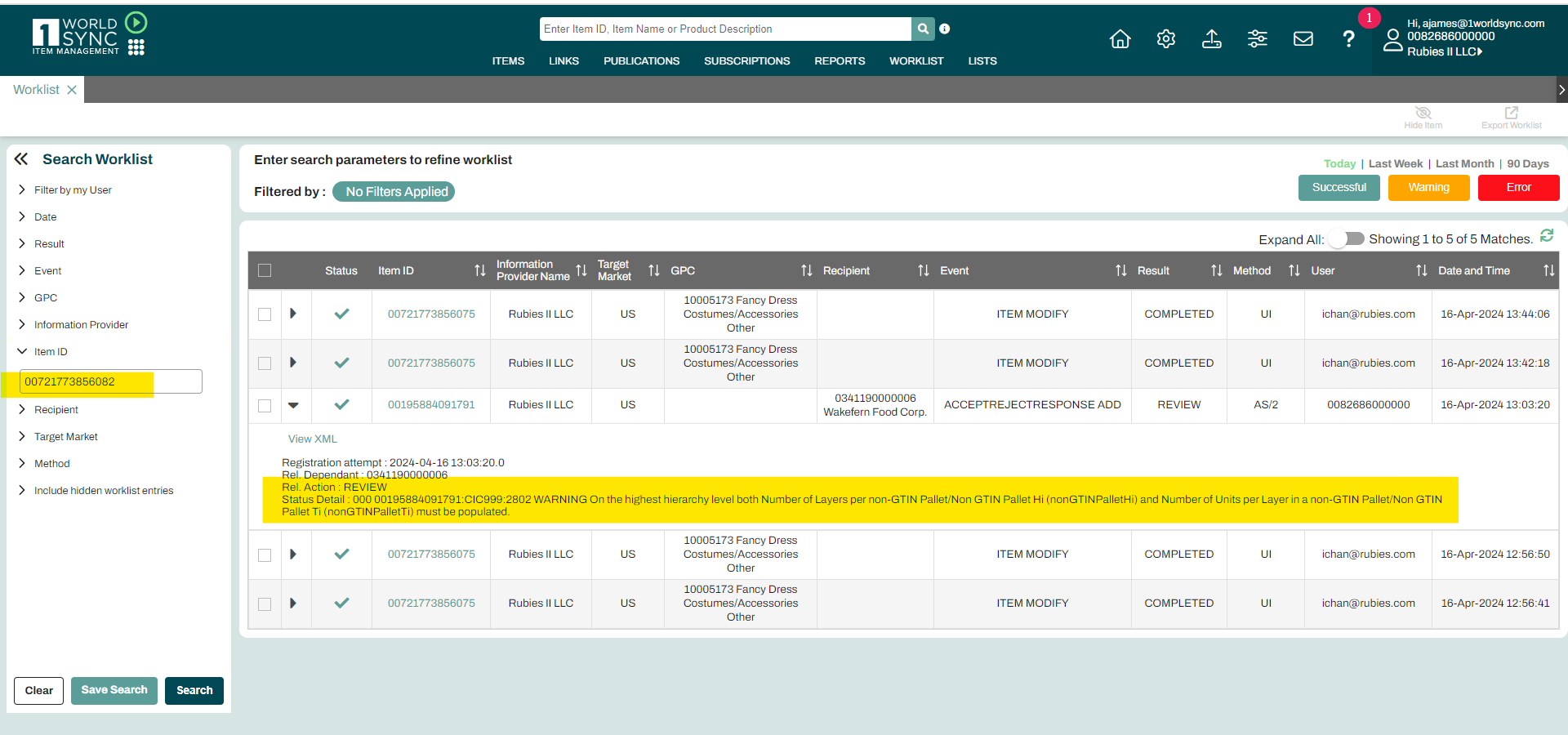 IM Error Message Failed - Sending to Subscriber - 1WorldSync Customer ...