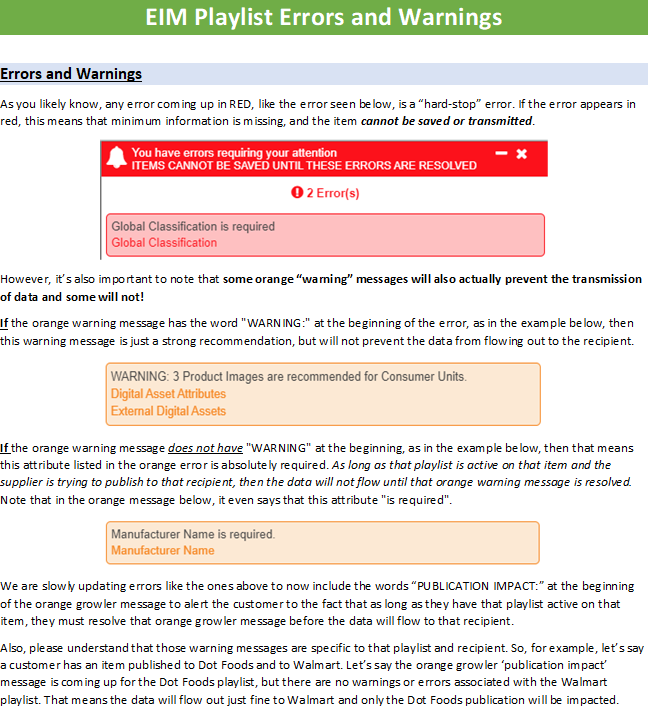 Item Management Playlist Errors and Warnings - 1WorldSync Customer ...