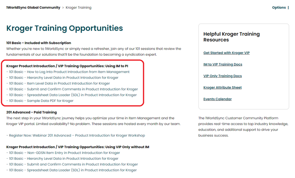 Kroger IMF Number - Item Maintenance Form - 1WorldSync Customer Community