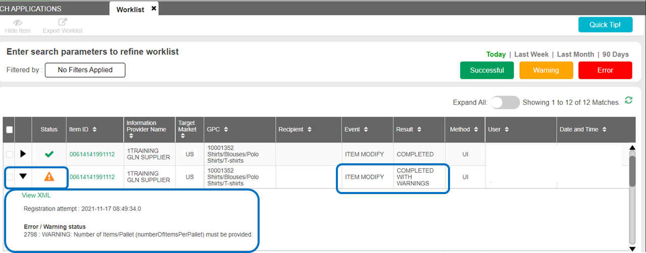 Validation for TI/HI and Number of Items/Pallet - 1WorldSync Customer ...