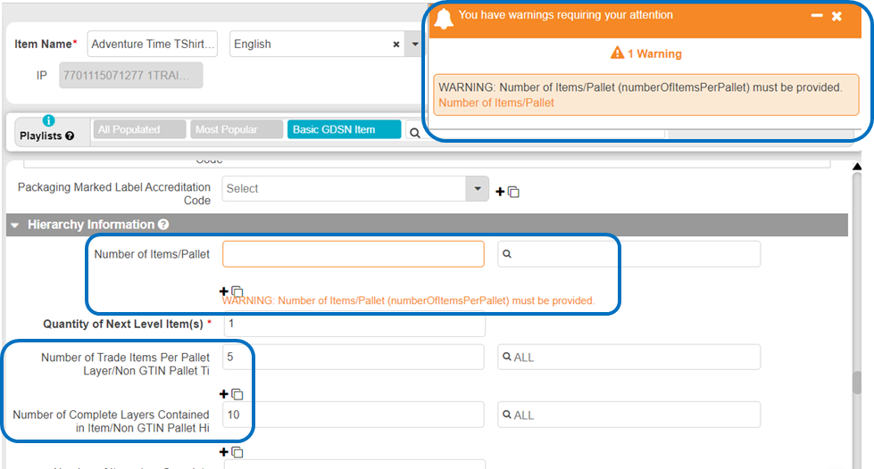 Validation for TI/HI and Number of Items/Pallet - 1WorldSync Customer ...